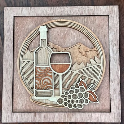 Doesjie Wine Scene Mandala DXF for Laser Cut Layered Wine Scene Laser ...