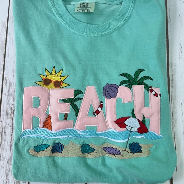 Summer Machine Embroidery Designs Beach Applique Embroidery With Sun ...