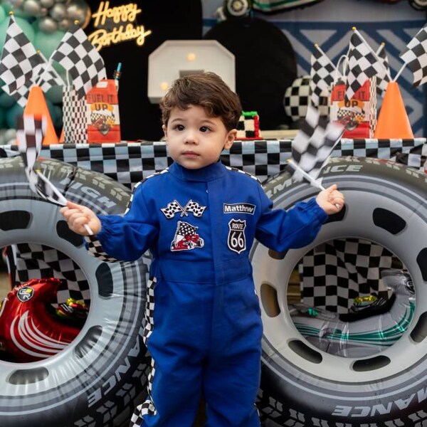 Red Race Car Outfit - Kids Racing Jumpsuit - Personalized Baby Race ...