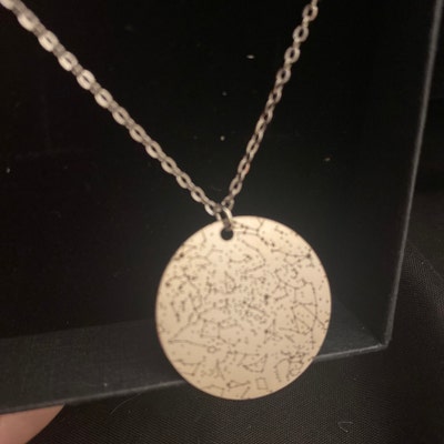 Custom Personalized Star Map Sterling Silver Round Necklace Medium Size ...