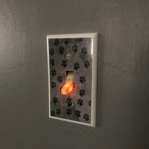 PAW PRINTS Black on Gray Light Switch Cover Plate or Outlet Home Decor ...