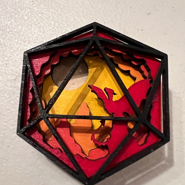 D20 Dice Dragon Layered SVG Laser Cut File for Glowforge , Multilayer ...