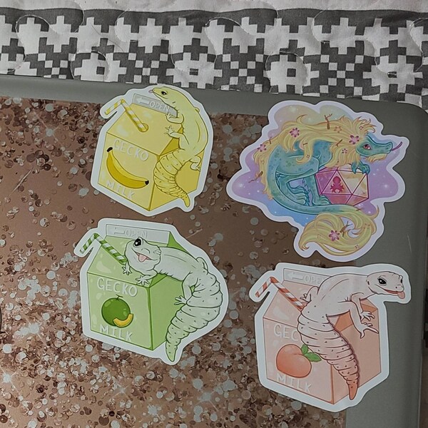 Leopard Gecko Fruit Flavored Milk Stickers | Reptile | Sticker Pack ...