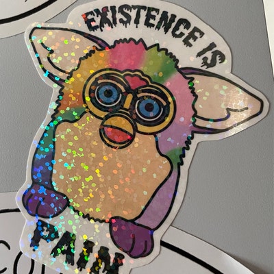 Feral Kitten Sticker Cute Vintage Cat Existential Dread Funny Kitsch ...