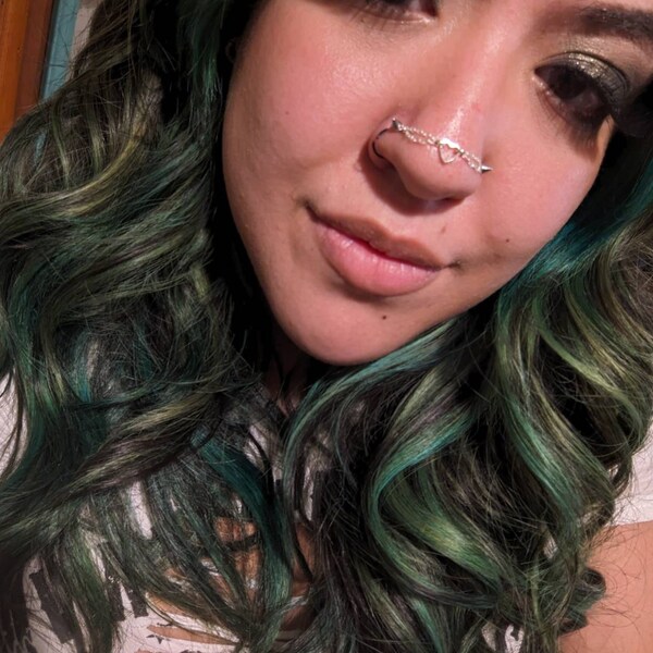 Sterling Silver Heart Nose Chain: Single or Double Chain, Double ...