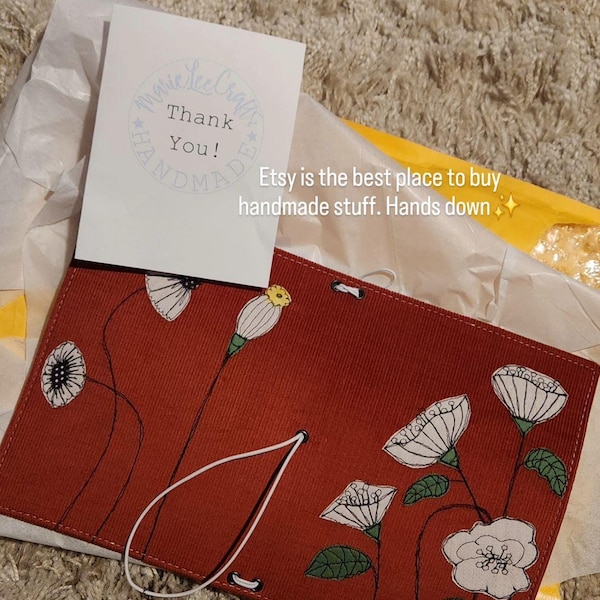 The Woman Floral Line Art Fabric Notebook Cover, Travelers Notebook ...