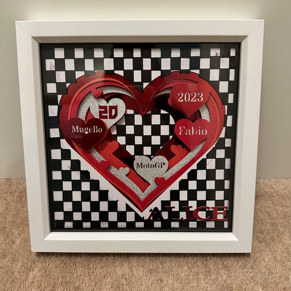 3D Heart of Love Shadow Box With Custom Words, Valentines Day Heart ...