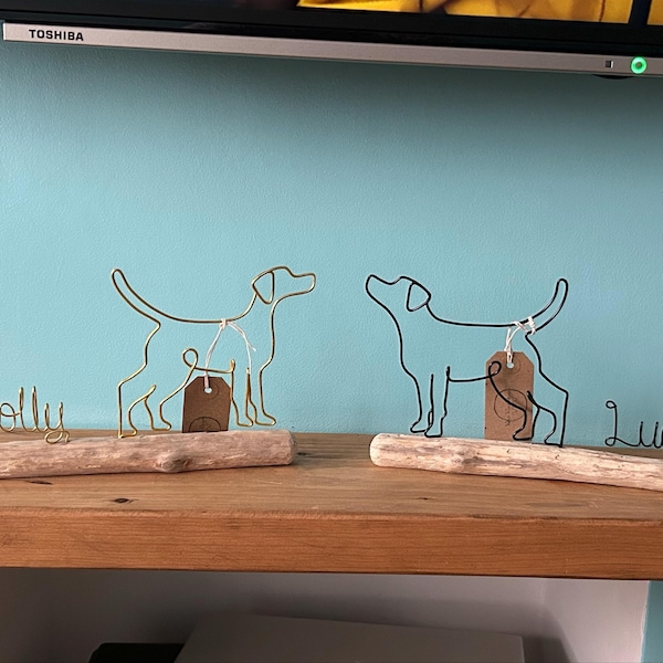 Handmade Wire Labrador on Driftwood, Home Decor, Dog Gifts, Wire Art ...