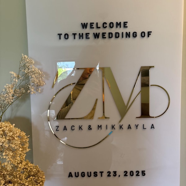 Chic White Acrylic Wedding Welcome Sign - Wedding Signage ...