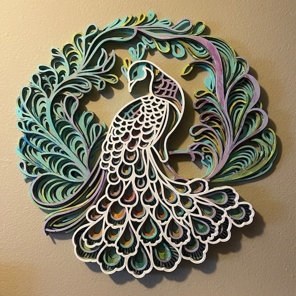 Multilayer Peacock Laser Cut File 3D Layered Peacock Layered Dxf Dwg ...