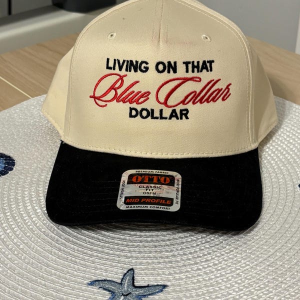 Blue Collar Dollar Hat Embroidery Design – 3D Puff (digital Download ...