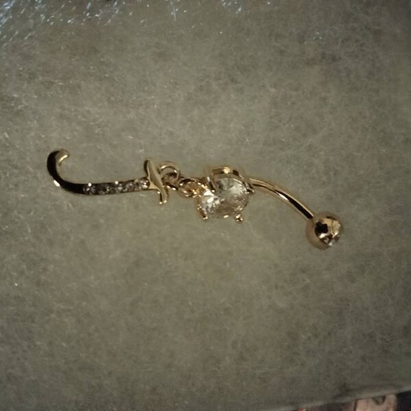 Personalized Initial Belly Button Ring Dainty 14k Gold Belly Button ...