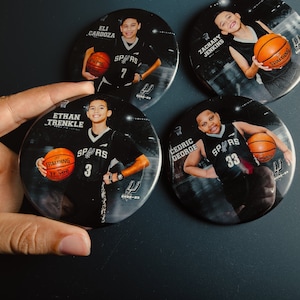 Sports Team Button, Personalized Pins for School Teams, Team Mom Dad ...