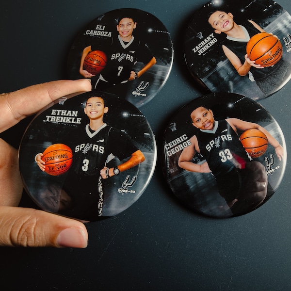 Sports Team Button, Personalized Pins for School Teams, Team Mom Dad ...