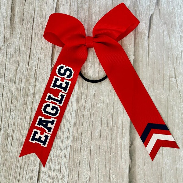 Cheer Game Day Long Tail Hair Bow, Personalized With Your Team Colors ...