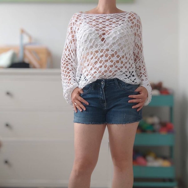 CROCHET PATTERN & VIDEO/ in Bloom Lace Pullover, Crochet Lace Top ...