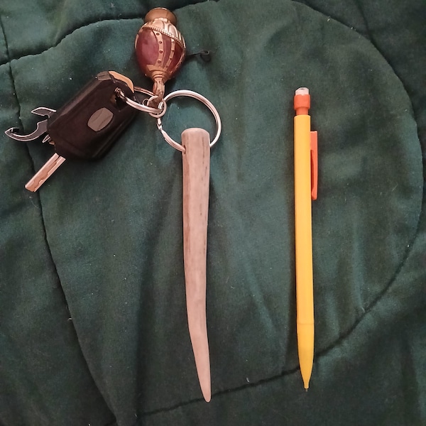 5" Real Deer Antler Guardian Key Ring Drilled Spike Antler Tip Tine ...