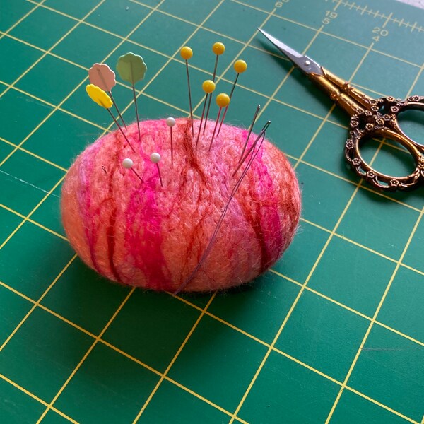 Felt Wool Handmade Pin Cushion Scene With Mushrooms, Felted Large ...