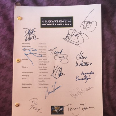 Labyrinth Movie Script Signed Screenplay Autographed: David Bowie ...