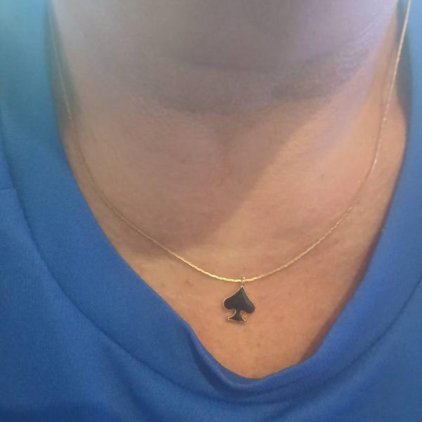 Gold Plated Enamel Cute Spades Necklace, Playing Card Necklace, Ace of ...