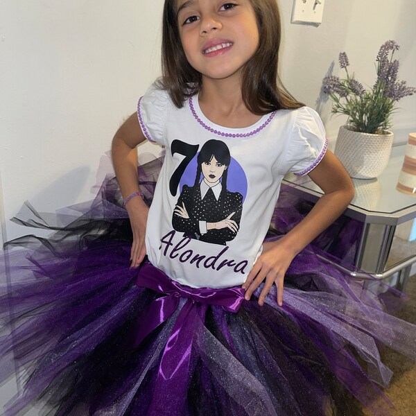 Wednesday Birthday Tutu Set, Wednesday Purple Birthday Costume ...