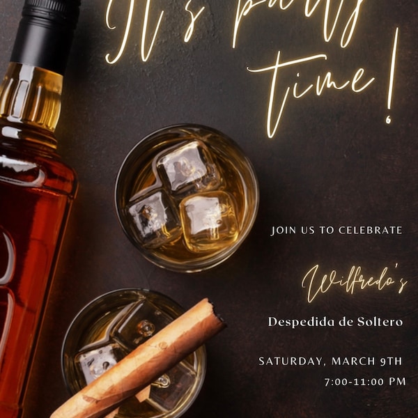Whiskey Party Birthday Invitation for Man Birthday Surprise Party ...