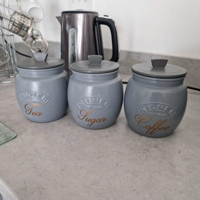 Sage Green Tea Coffee Sugar Canisters Set With Optional Bread Bin ...