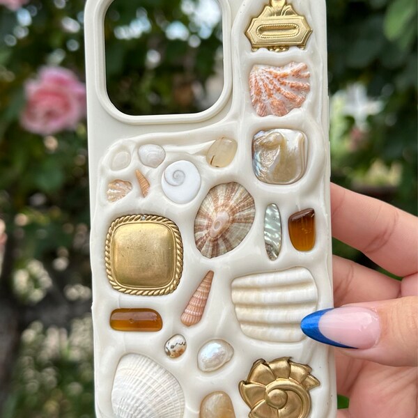 Shell Stone Mosaic Decoden Phone Case - Etsy