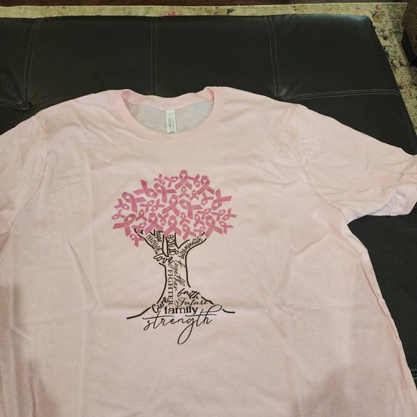 Pink Ribbon Tree Shirt, Cancer Tree Shirt, Breast Cancer Fighter Shirt ...