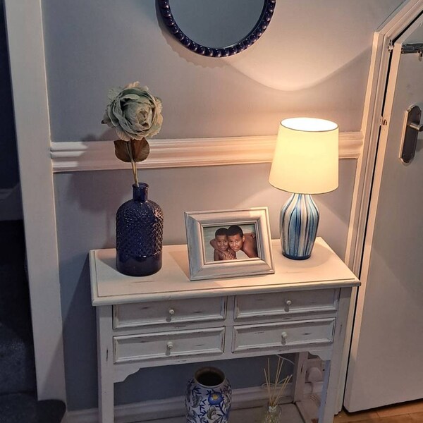 Hand Painted Large Table Lamp, Home Decor, Glass Lamp, Housewarming ...