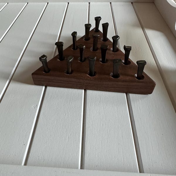 Cross Peg Solitaire Handmade Wooden Brain Teaser - Cracker Barrel Game ...
