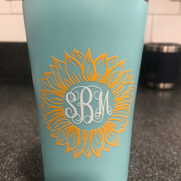 SUNFLOWER OUTLINE Monogram//monogram Decal//sunflower Decal//sunflower ...