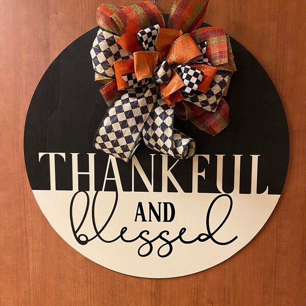 Thankful and Blessed Round Thanksgiving Design, for Circle Wood Sign ...