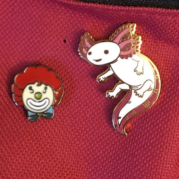 The Original Axolotl Hard Enamel Pin - White, Gold, and Pink - Lapel ...