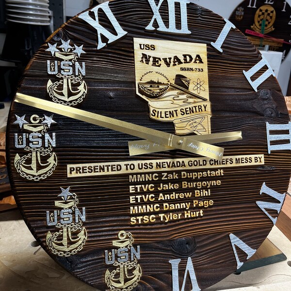 Navy Chief Mess Clock Made From Solid Wood With High Torque Mechanism ...
