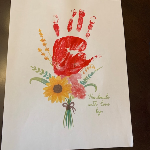Valentine Mother's Day Craft Handprint Art Birthday Activity Floral ...