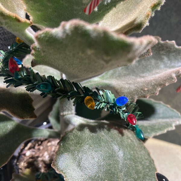 Miniature Christmas Garland, Artificial Pine Wired Roping With Colored ...