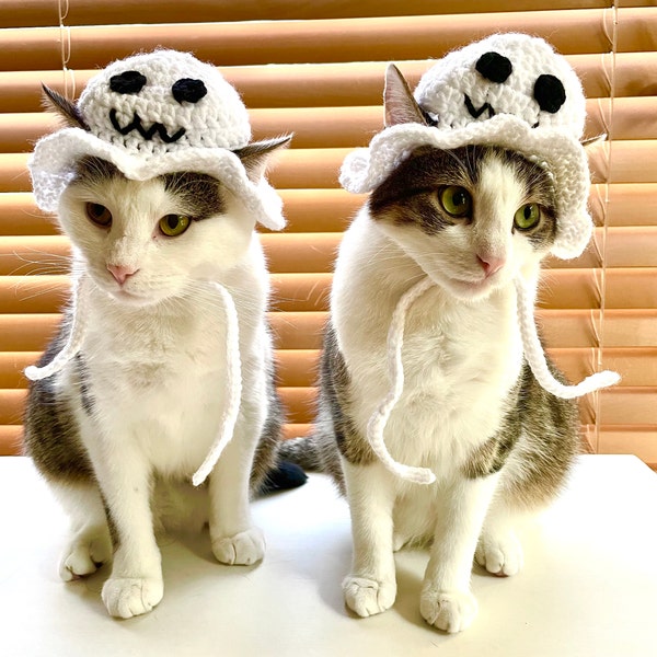 Ghost Cat Hat Crochet Cat Hat Handmade Cat Hat Cat Costumes Cat Gifts ...