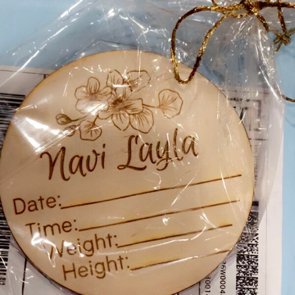 Custom Baby Name Tag With Birth Stats | Personalized Birth Stats Baby ...