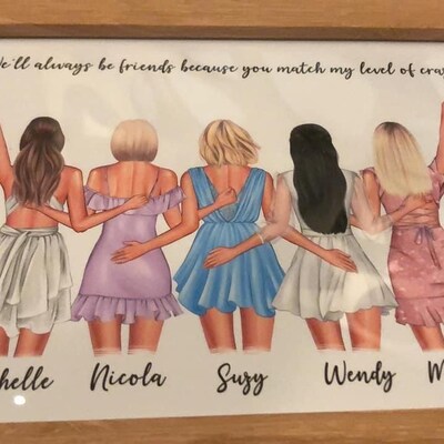 Personalised 5 Friends Best Friend Print, Best Friends, My Girls, A4 or ...