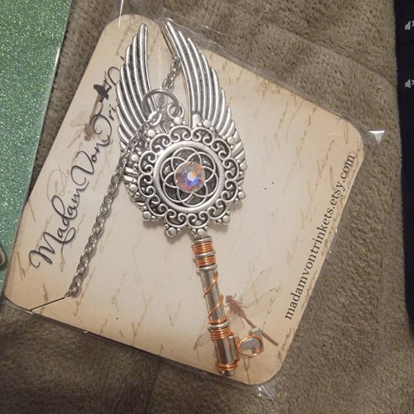 Personalized Seed of Life Skeleton Key Pendant - Etsy