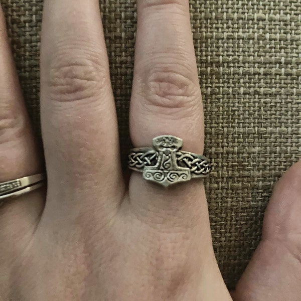 Thor's Hammer Ring - Handcrafted Pewter Ring - Medieval Ring ...