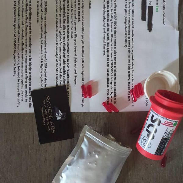 SCP-500 Panacea Cosplay Secure Contain Protect Decoration Fanart Pills ...