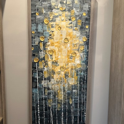 Impressionist Feather Landscape Art Abstract Gold Foil - Etsy