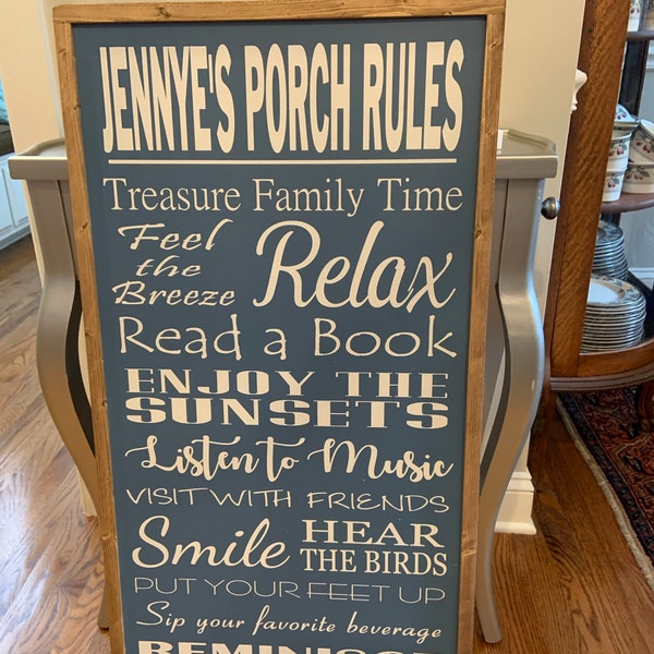 Personalized Porch Rules Sign: Custom Wooden Family Sign, Farmhouse ...