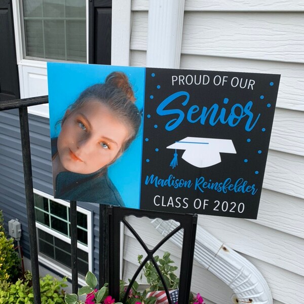 Senior Yard Sign, Graduation Yard Sign, Gold Graduation Sign, Photo ...
