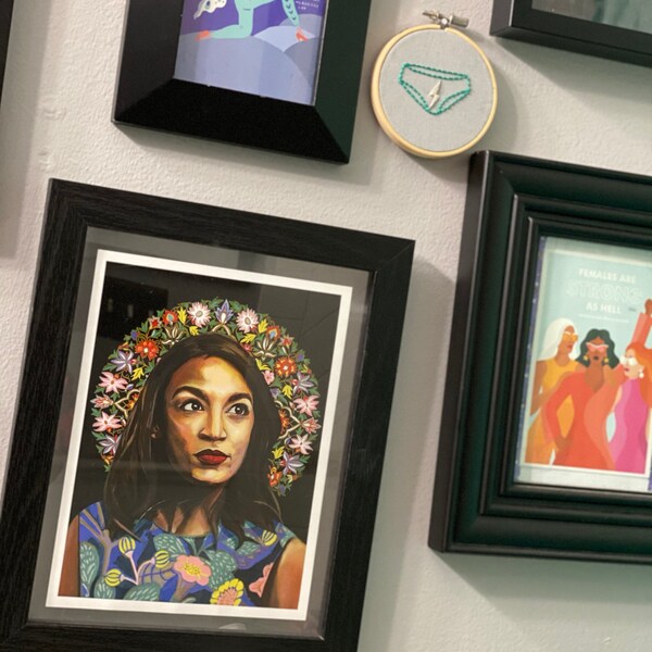 AOC Portrait Art Print: Alexandria Ocasio-cortez Oil Painting (digital ...