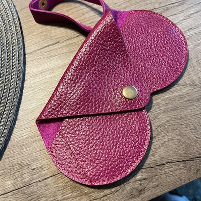 Leather Eyeglass Case, Compact Flat Sunglass Case With Holder Strap ...