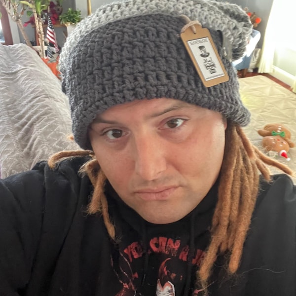 Foldable Brim Striped Droopy Eared Slouch Beanie CROCHET PATTERN ...