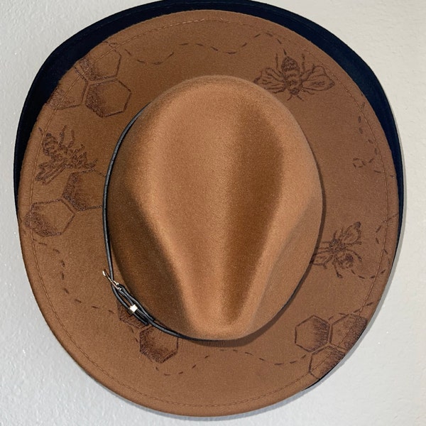 Luna Moth Hat, Hand Painted Fedora Hat, Wood Burnt Hat, Goth Cowboy Hat ...